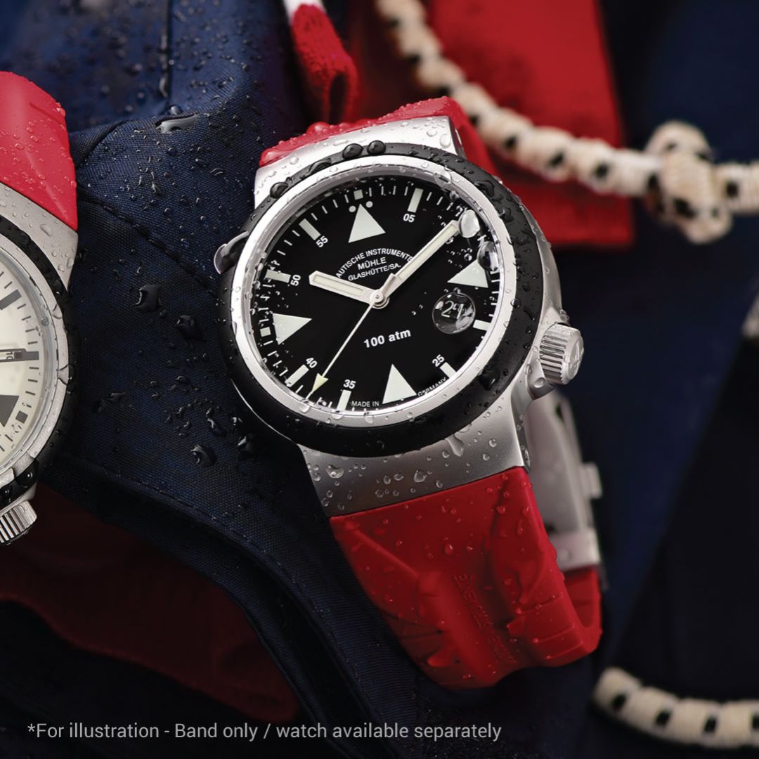 Mühle-Glashütte SAR Rescue Timer, 20mm Red rubber strap | Define Watches