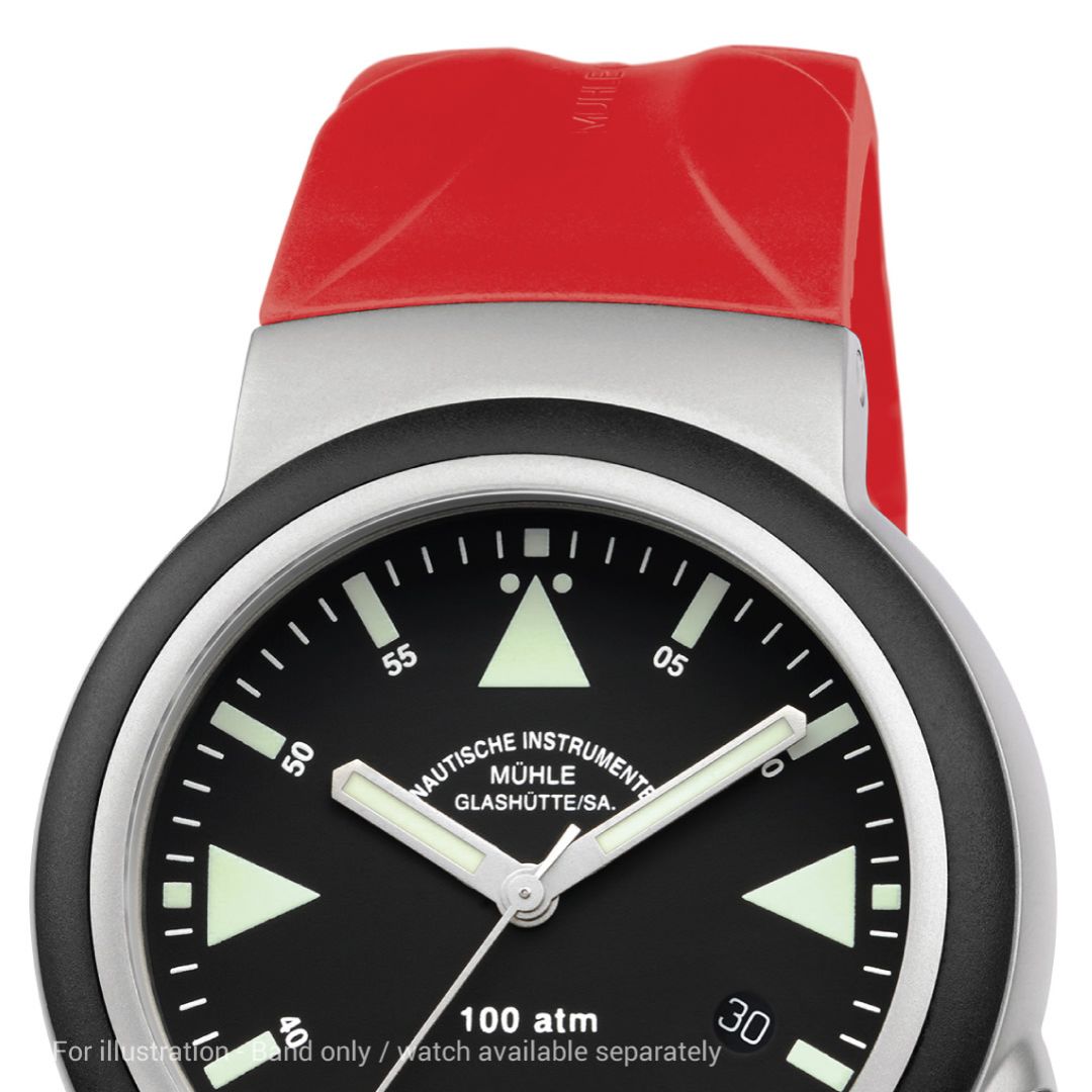 Mühle-Glashütte SAR Rescue Timer, 20mm Red rubber strap | Define Watches
