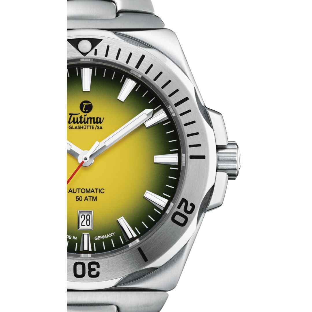 Tutima M2 Seven Seas S Yellow/Green MB - German made men's diving watch