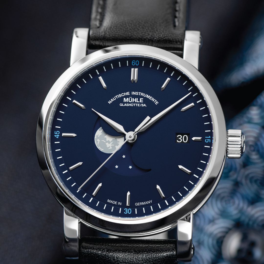 Mühle-Glashütte Teutonia IV BlueMoon MB - German moonphase men's watch ...